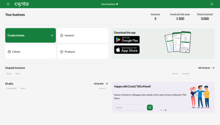 An intro to the homepage | Conta Help Center