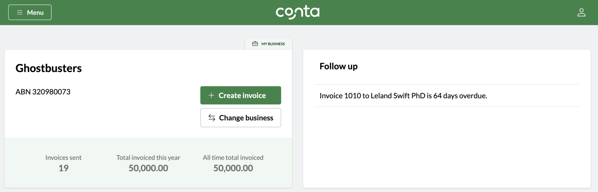Create an invoice - Conta Help Centre