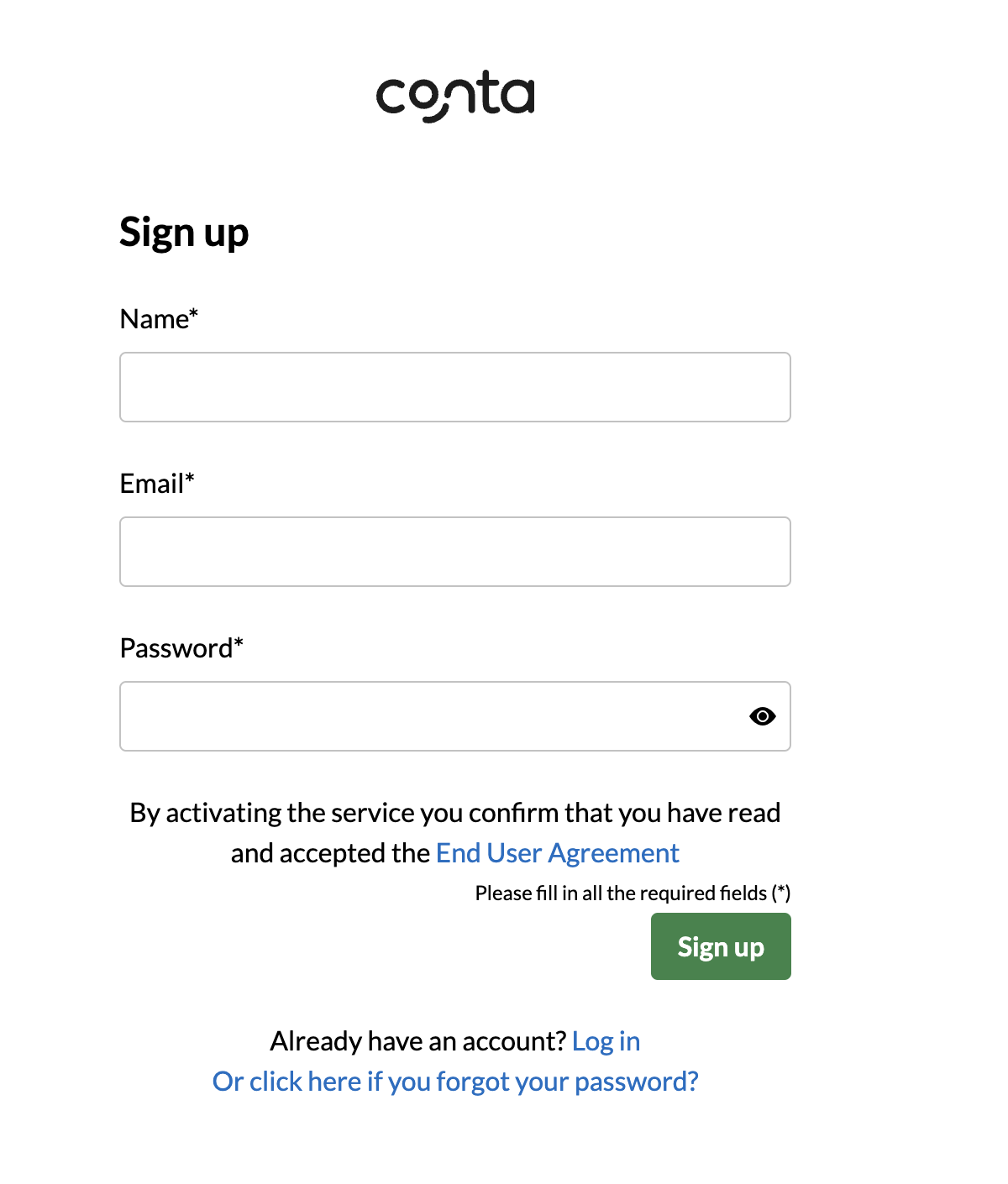 Forgot your password? - Conta Help Centre