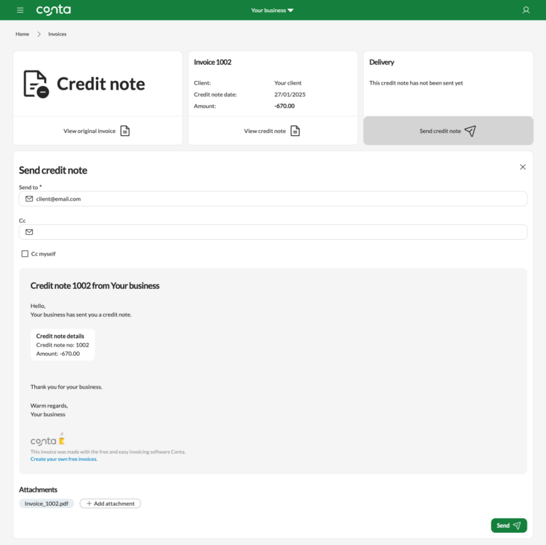 How to cancel an invoice: Crediting or writing off | Conta Help Center