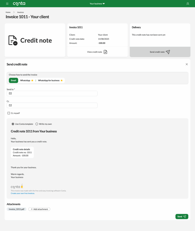 How to cancel an invoice: Crediting or writing off | Conta Help Center