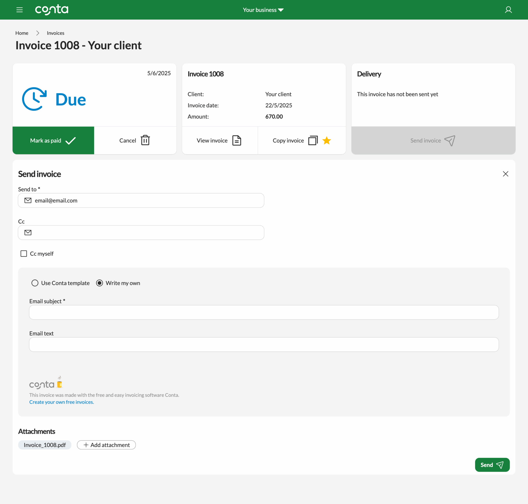 Create An Invoice Conta Help Center