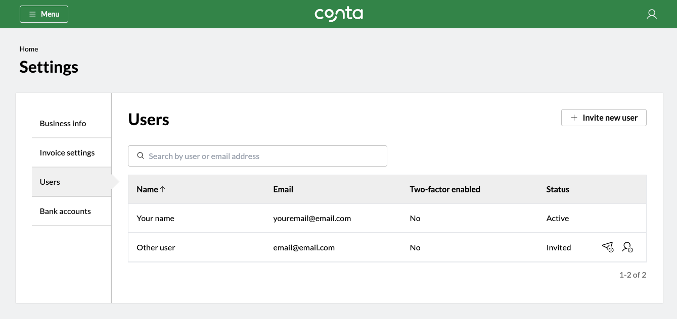 Add a user - Conta Help Centre